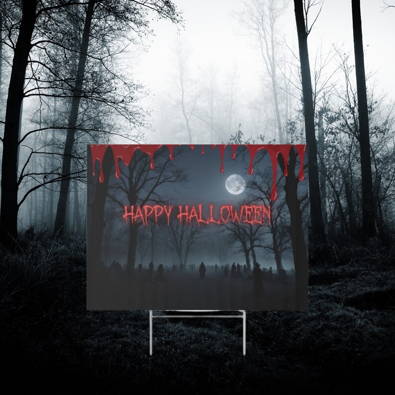 Creepy Cemetery Halloween Yard Sign Haunted House Outdoor Decoration ...