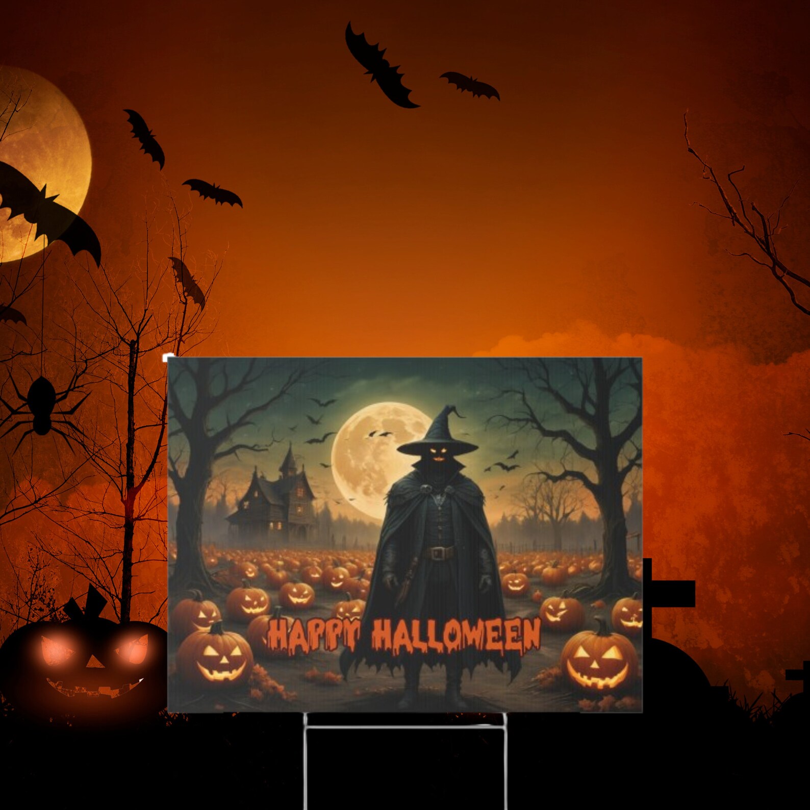 Sinister Pumpkin Patch Yard Sign Spooky Halloween Outdoor Decoration ...