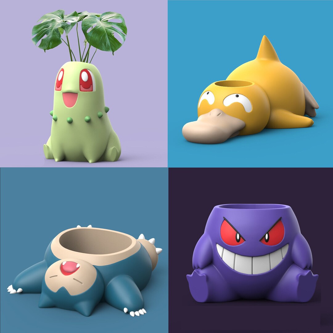 Pokemon Planters Chikorita/psyduck/snorlax/gengar - Etsy