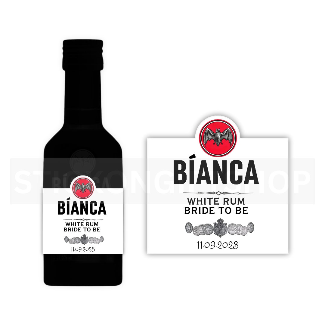 Custom Personalised White Rum Bottle Label - Small Present Sticker Any ...