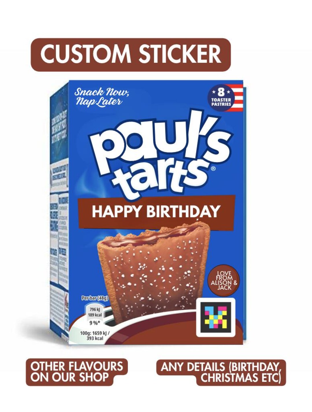 Custom Pastry Chocolate Themed Labels | Personalised Stickers Birthday ...