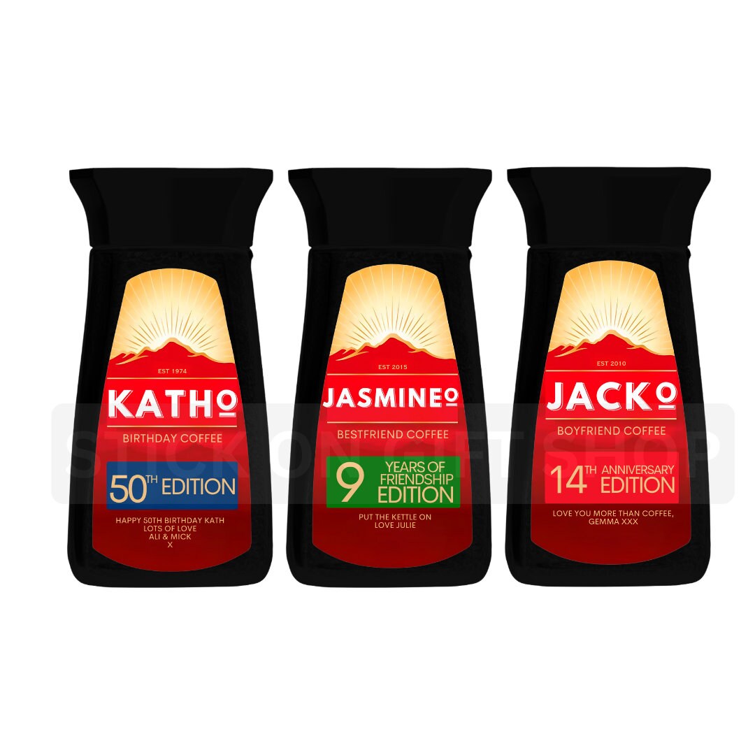 Custom Personalised Coffee Label Sticker - Bulk Buy Wedding Party ...