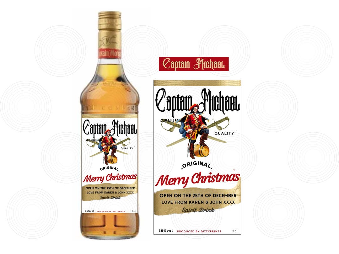 Custom Rum Bottle Label Sticker - Christmas Gift for Them Mum Dad Party ...