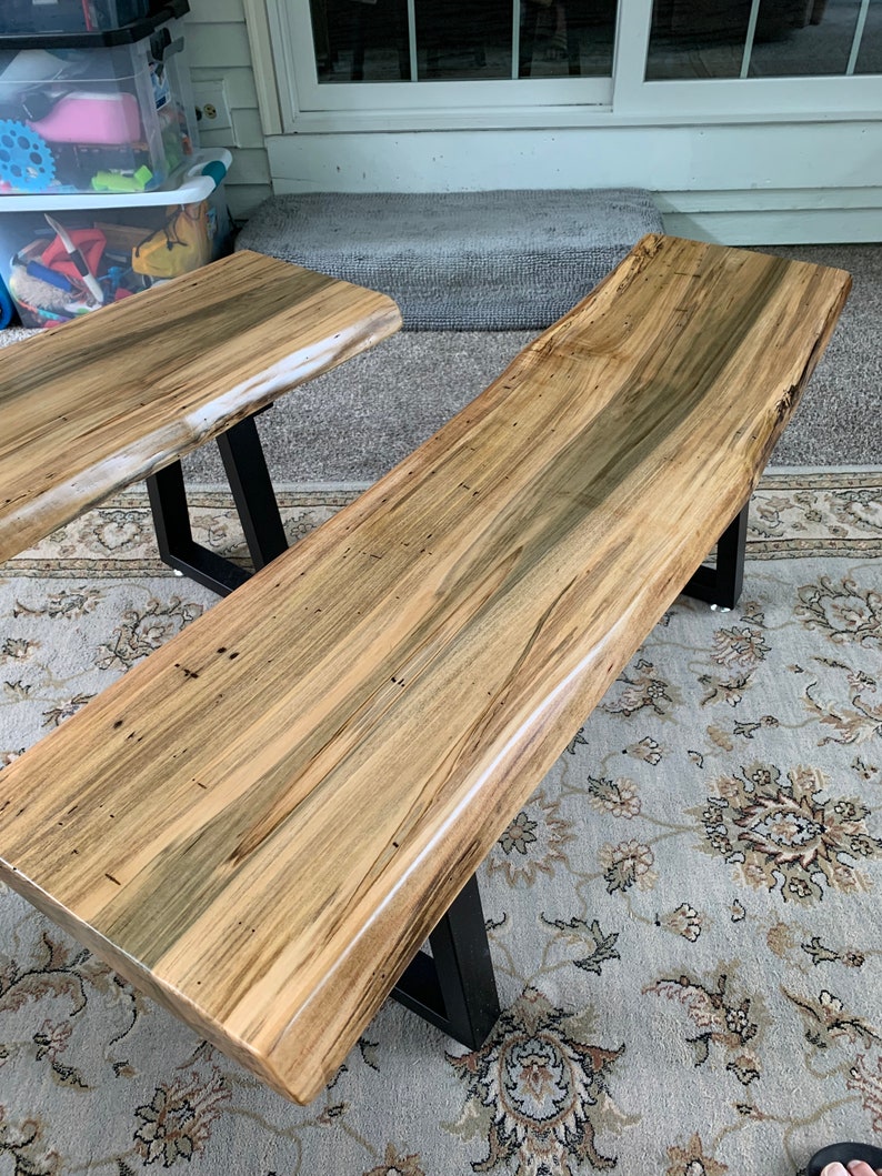 Spalted Maple Live Edge Benches - Etsy
