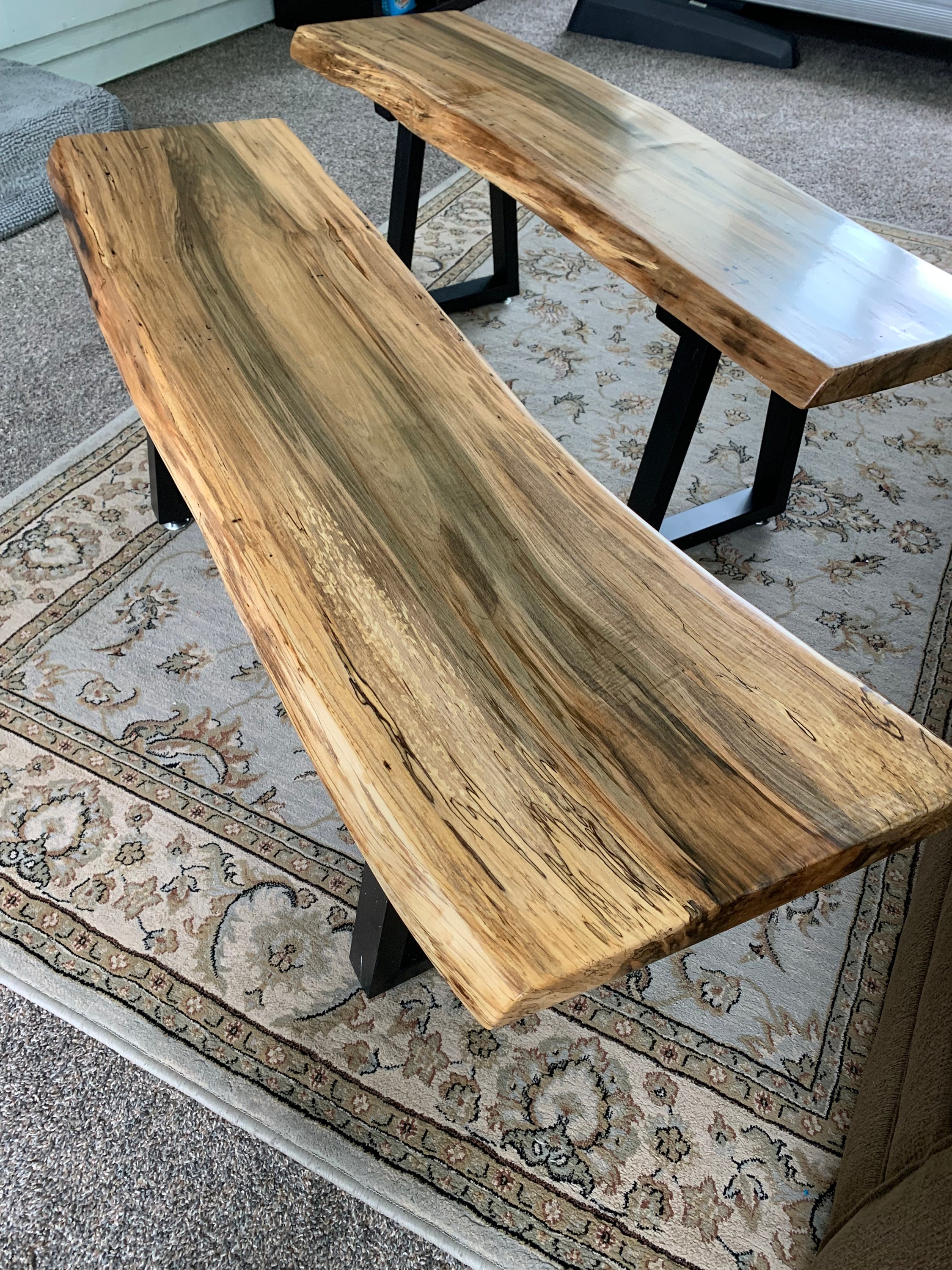 Spalted Maple Live Edge Benches - Etsy