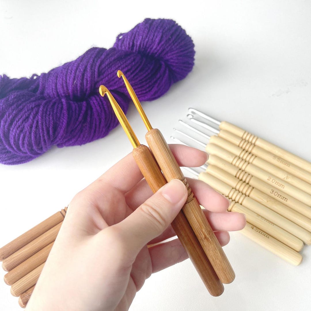 Handicrafts Wood Crochet Hooks Set, Crochet Needles Kit, Crochet Hook ...