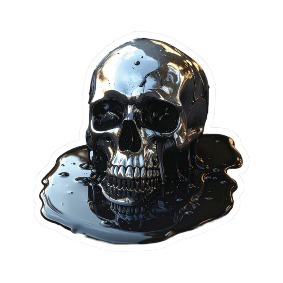 Melting Metal Skull Sticker | Kiss-cut Sticker - Etsy