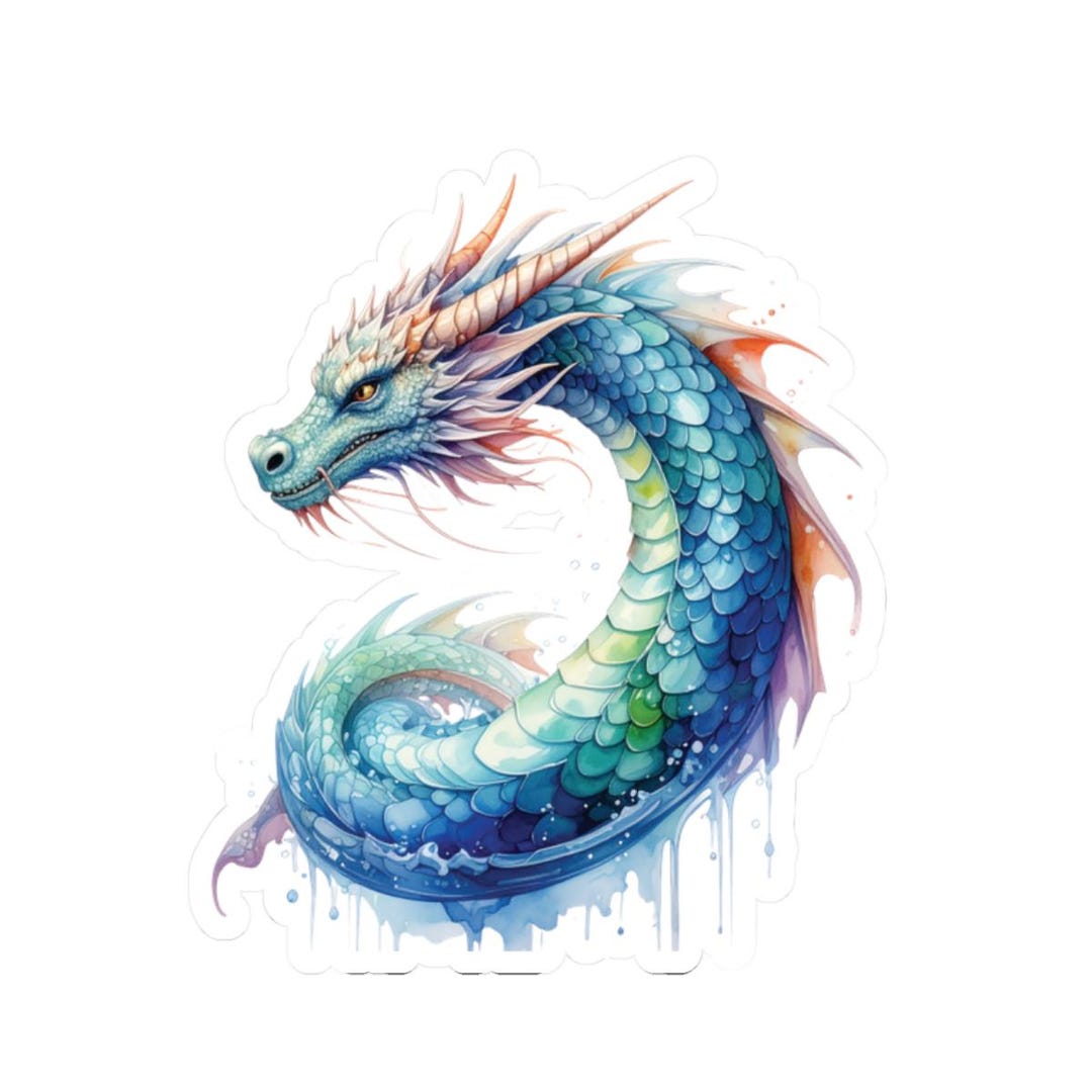Watercolor Water Dragon Stickers | Kiss-cut Sticker - Etsy