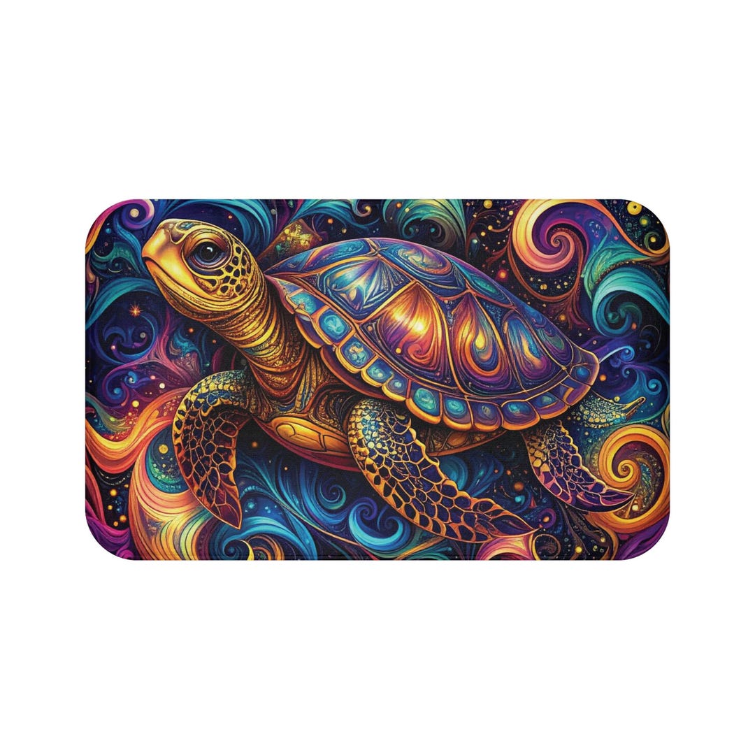 Psychedelic Sea Turtle Bath Mat: Vibrant Ocean Home Decor - Etsy