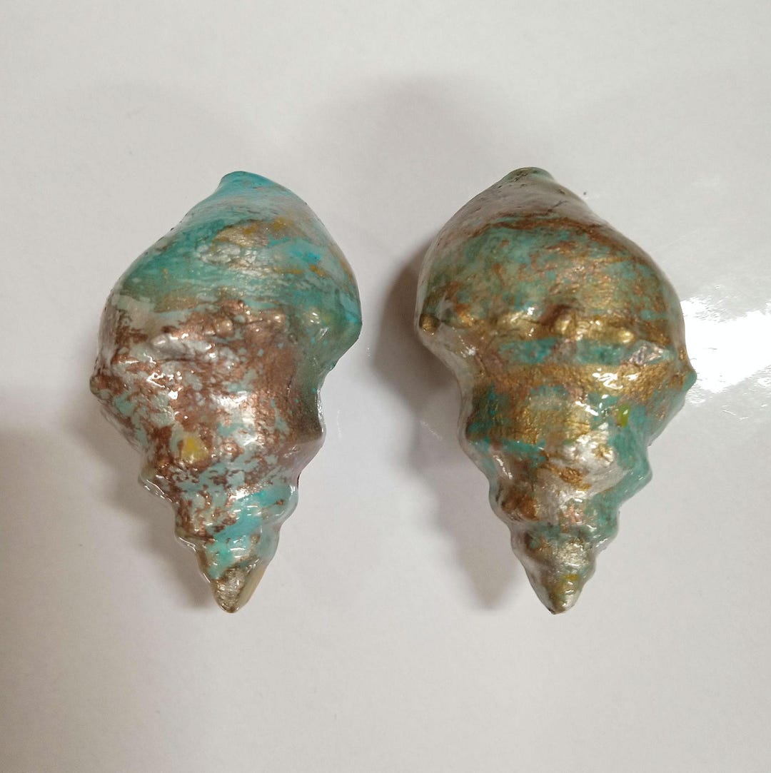 Handmade Hand Cast Conch Shell Drawer Pull Knob Custom Painted Pair - Etsy