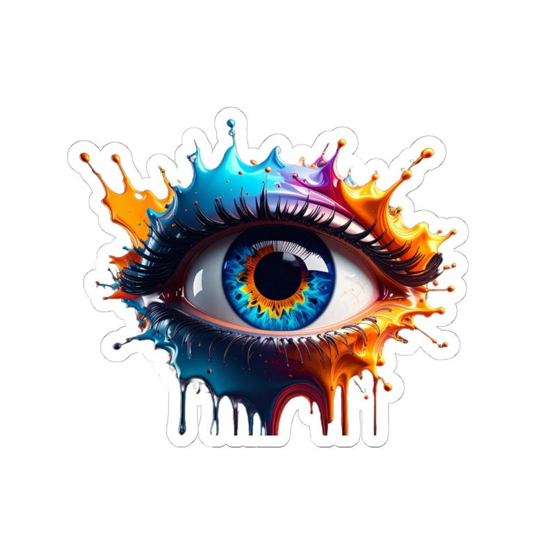 Colorful Paint Splatter Eye Sticker: Artistic Vinyl Decal - Etsy