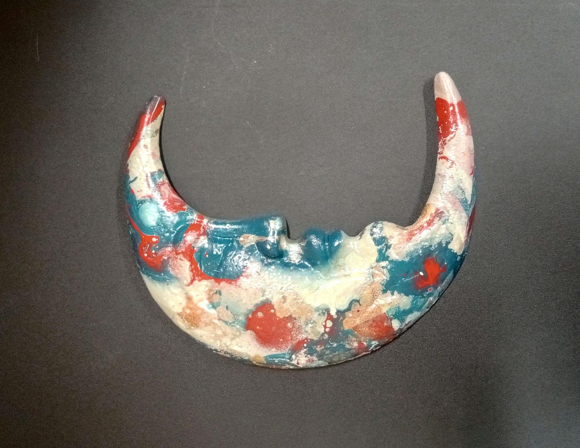 Handmade Hand Cast Metal Moon Indoor Wall Hanging Decor With a Distinct ...