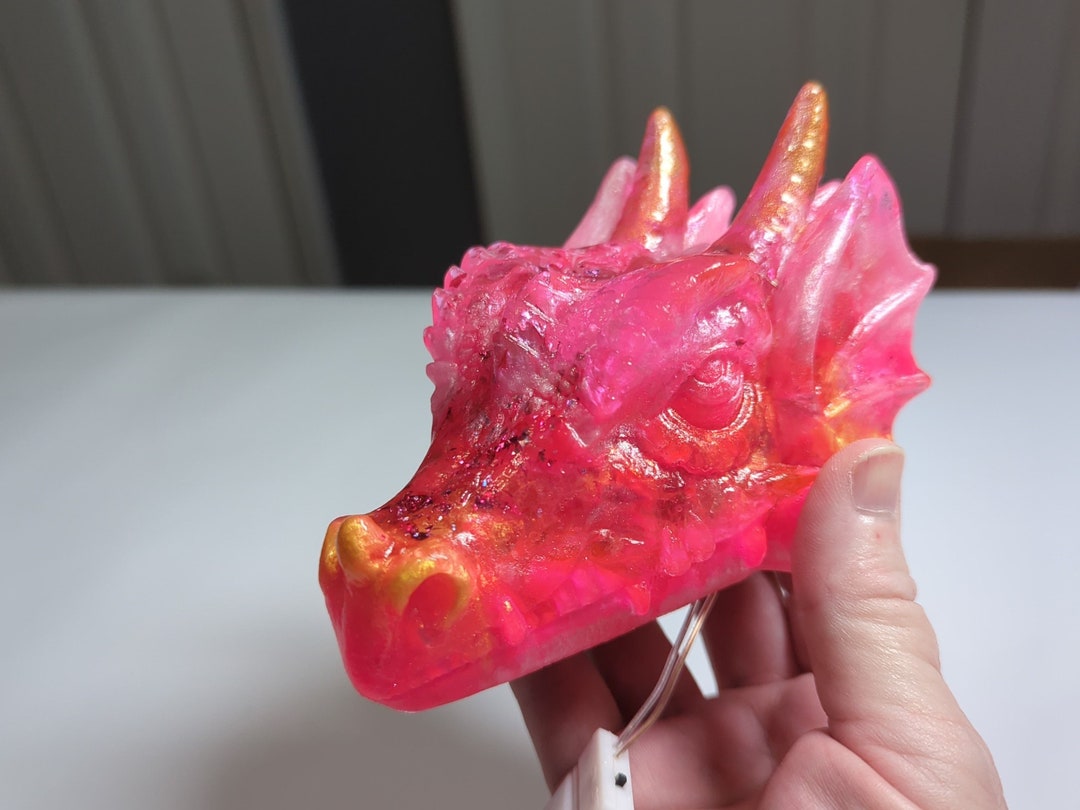 Dragon Head Lamp With Horns, Handmade Art, Collectable, Battery Powered ...