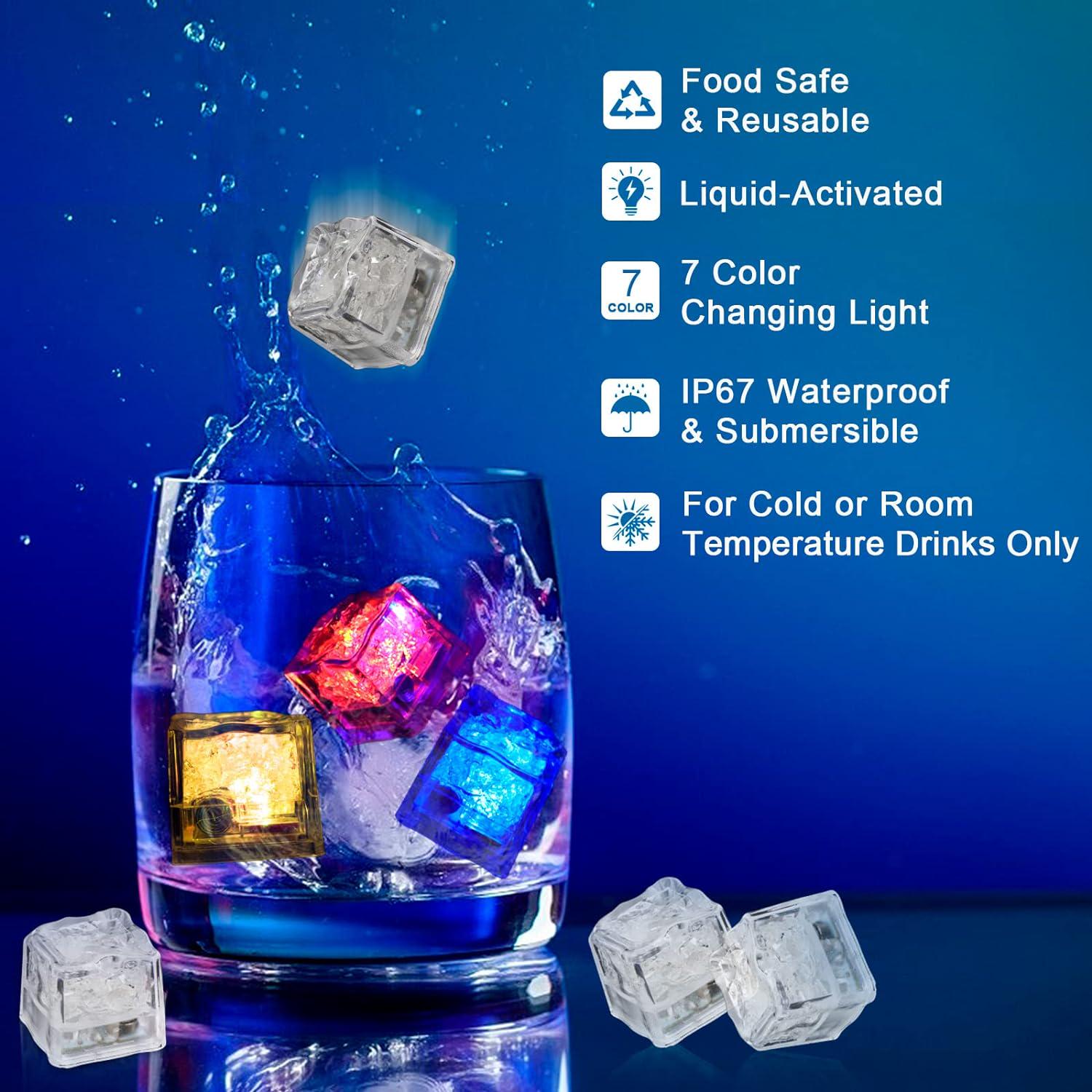 24/48/96 Pack MULTI COLOR Changing LED Light up Ice Cubes for Drinks ...