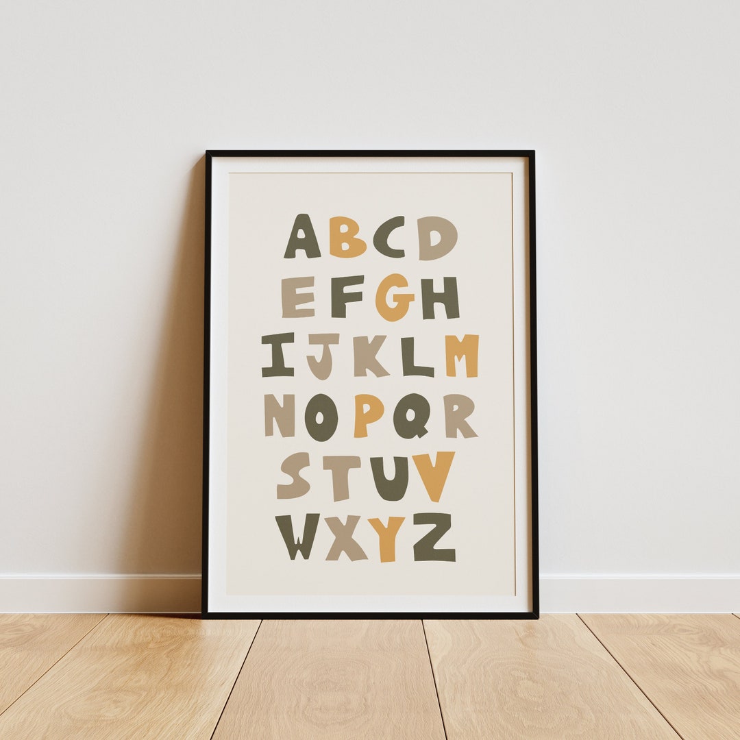 Alphabet Poster, Children Room Wall Art, Minimalistic Alphabet, Boho ...