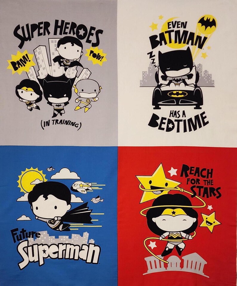 Justice League Mini Super Heroes Fabric Panel by Camelot Fabrics - Etsy