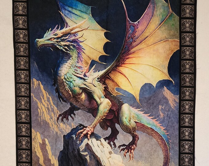 Majestic Dragon Fabric Panel by QT Fabrics – 36" X 44" Fantasy Dragon ...