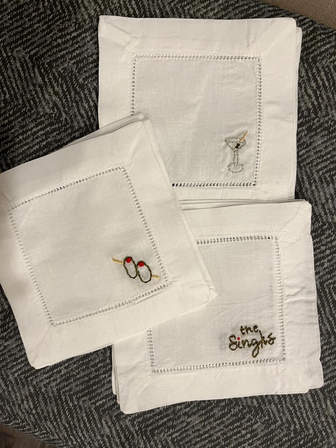 Hand Embroidered Custom Cloth Cocktail Napkins Natural Fibers - Etsy