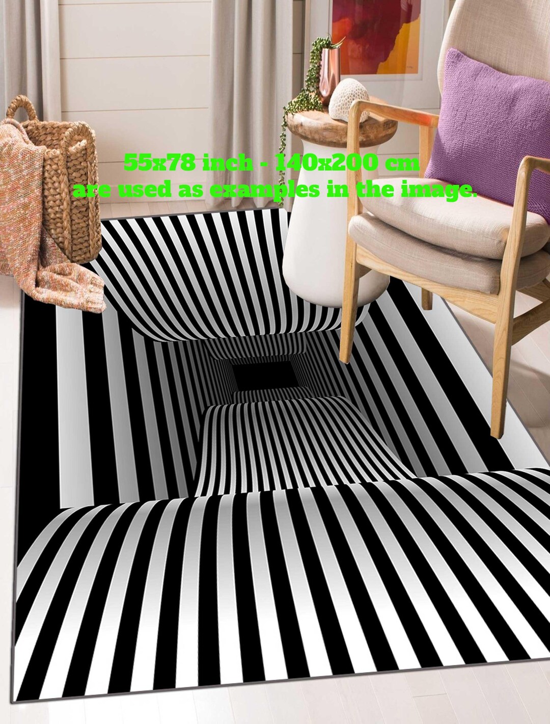 Realistic Optical Illusion Rug, Vortex Illusion Backing 3d Anti-slip ...