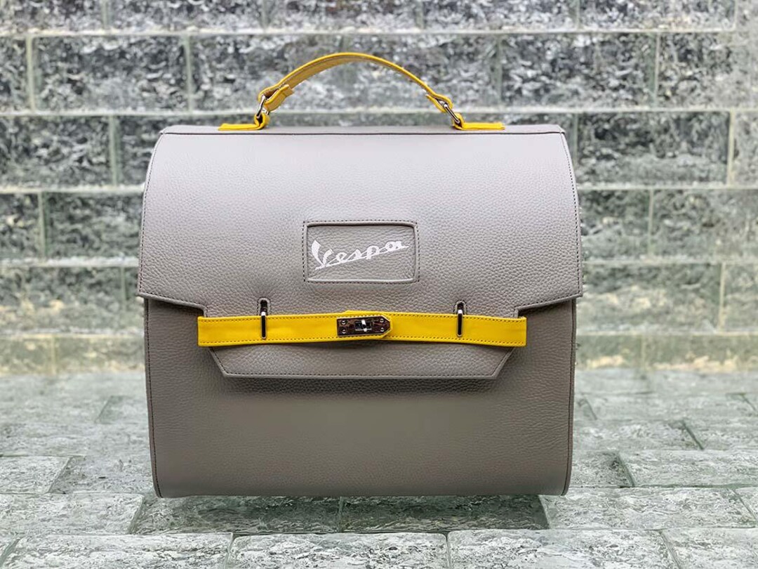 Vespa Tail Pack With Elephant Gray Lychee Pattern and Yellow Oil Wax ...