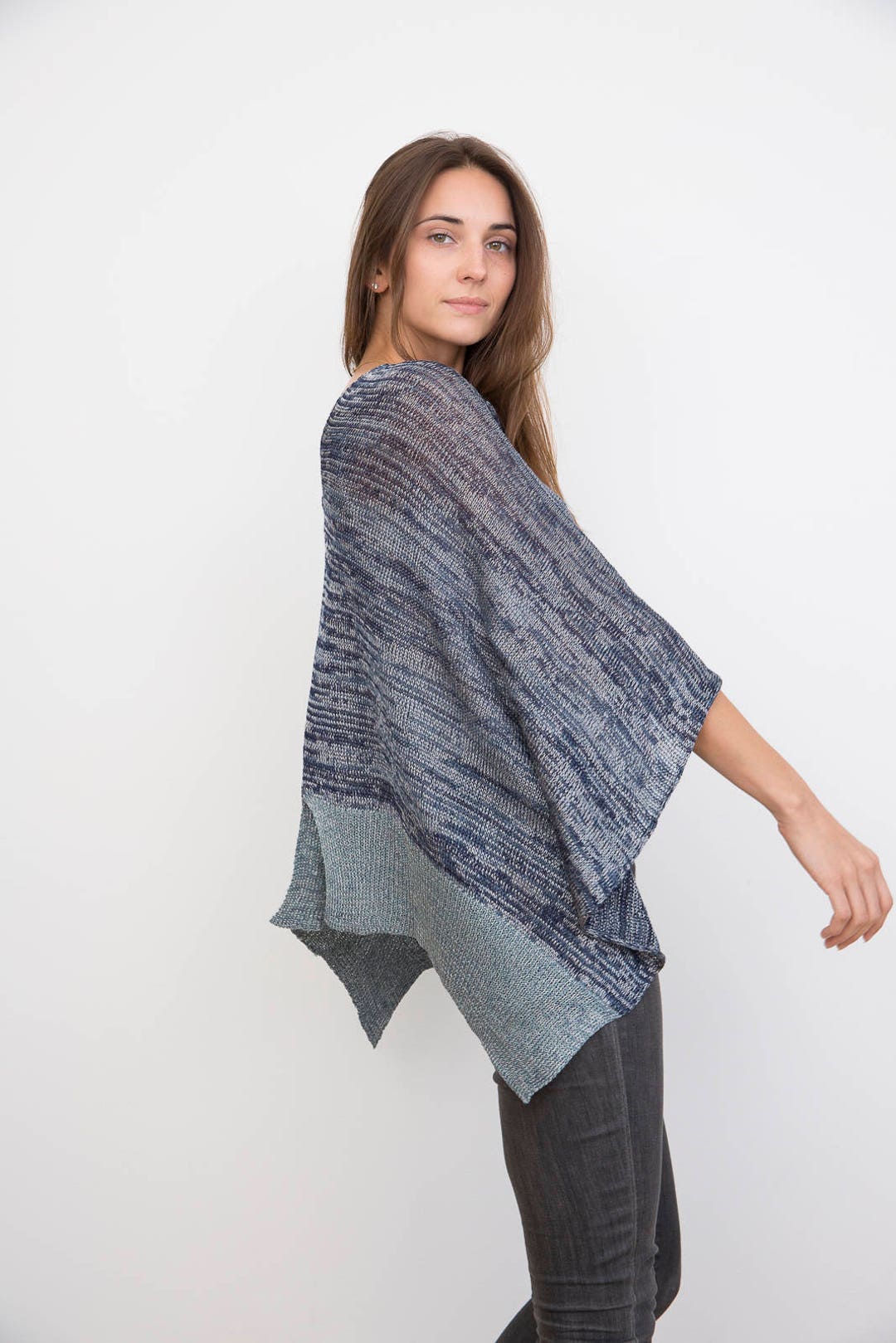 Poncho - Summer Fun! Navy With Seafoam Edging - Etsy