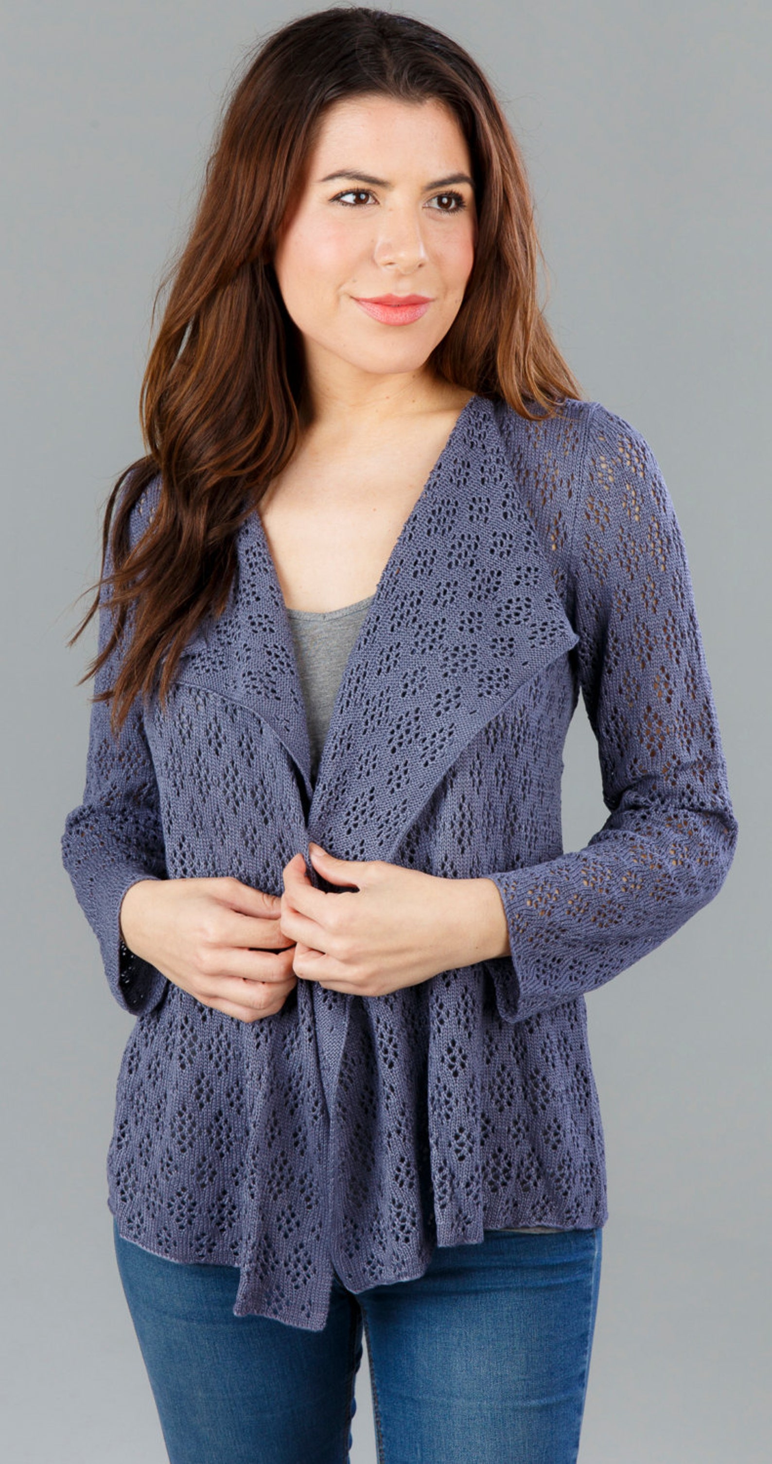 Bamboo Lace Cardigan - Iron - Etsy