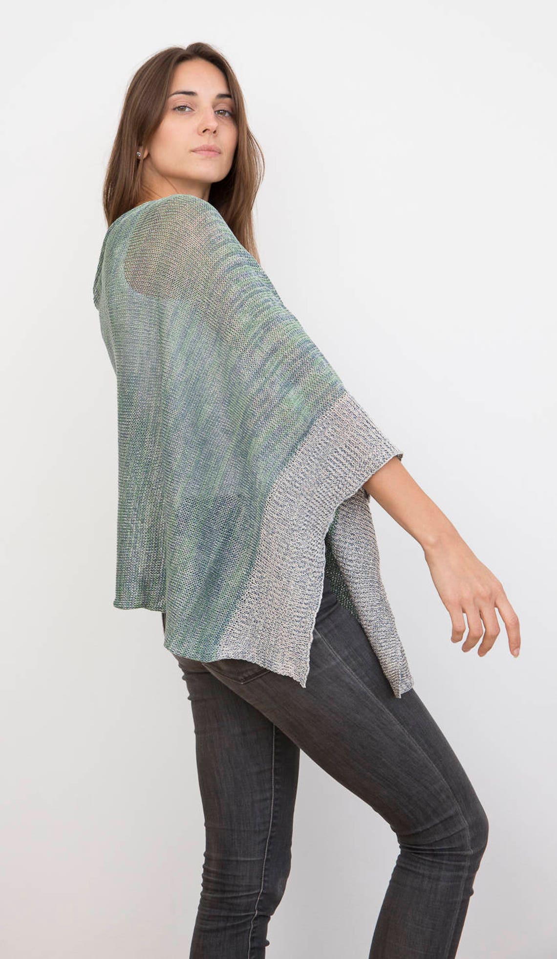 Poncho: Lightweight Summer Fun, Blue Sage - Etsy