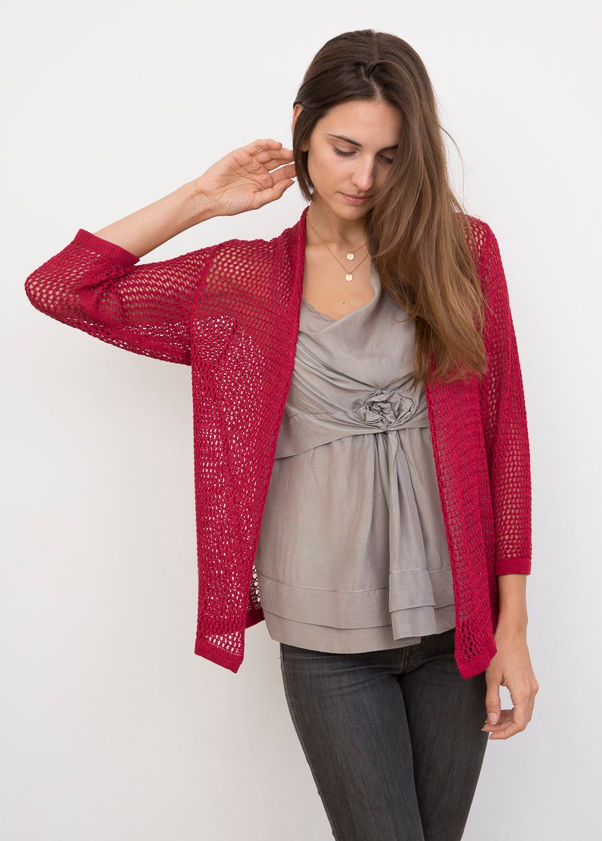Bamboo Knit Cover-up: Red - Etsy