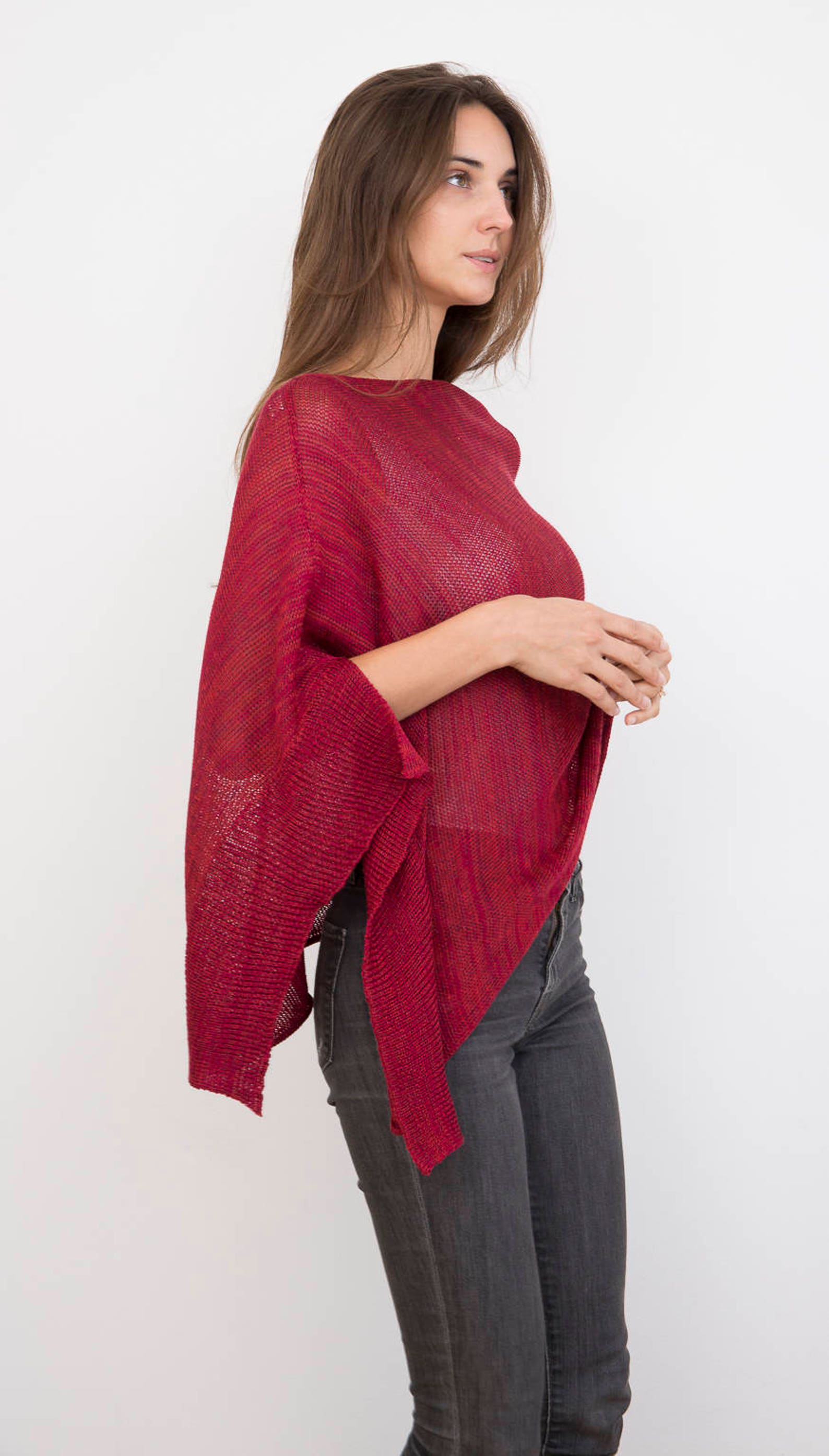 All Season Poncho: Red - Etsy