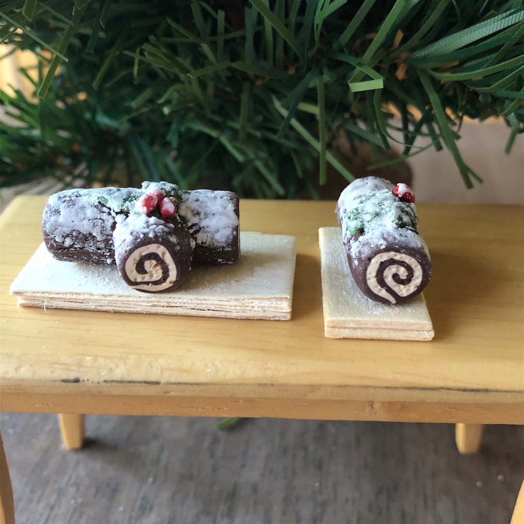 Dollhouse Miniature Yule Log Cake 1:12 Scale - Etsy