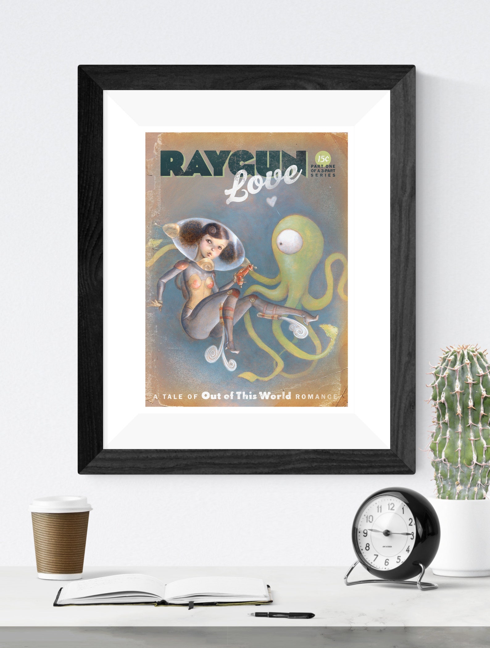 Space Pinup Girl Art, Astronaut Painting, Scifi Alien Tentacle 12x16 ...
