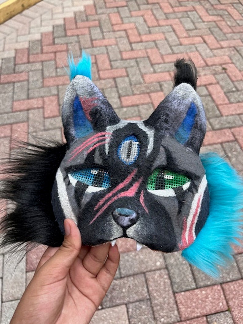 Handmade Felted Therian Cat Mask - Etsy