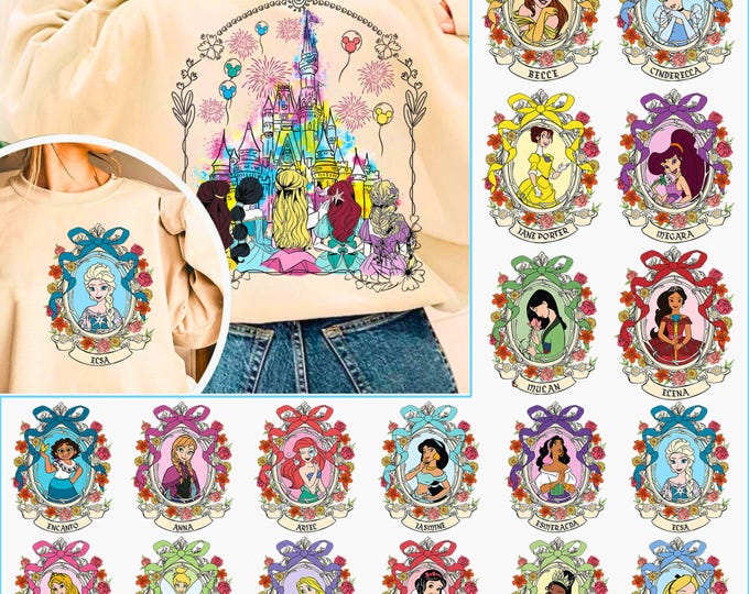 Retro Princess Png Bundle, Princess Design Png, Watercolor Princess ...