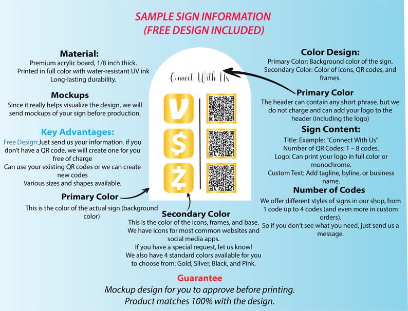 Acrylic QR Code Display Sign: Social Media, Google Review, Scan to Pay ...