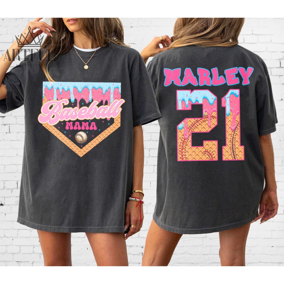 Custom Baseball Drip Mama Png, Personalized Team Mom Tee, Ice Cream ...