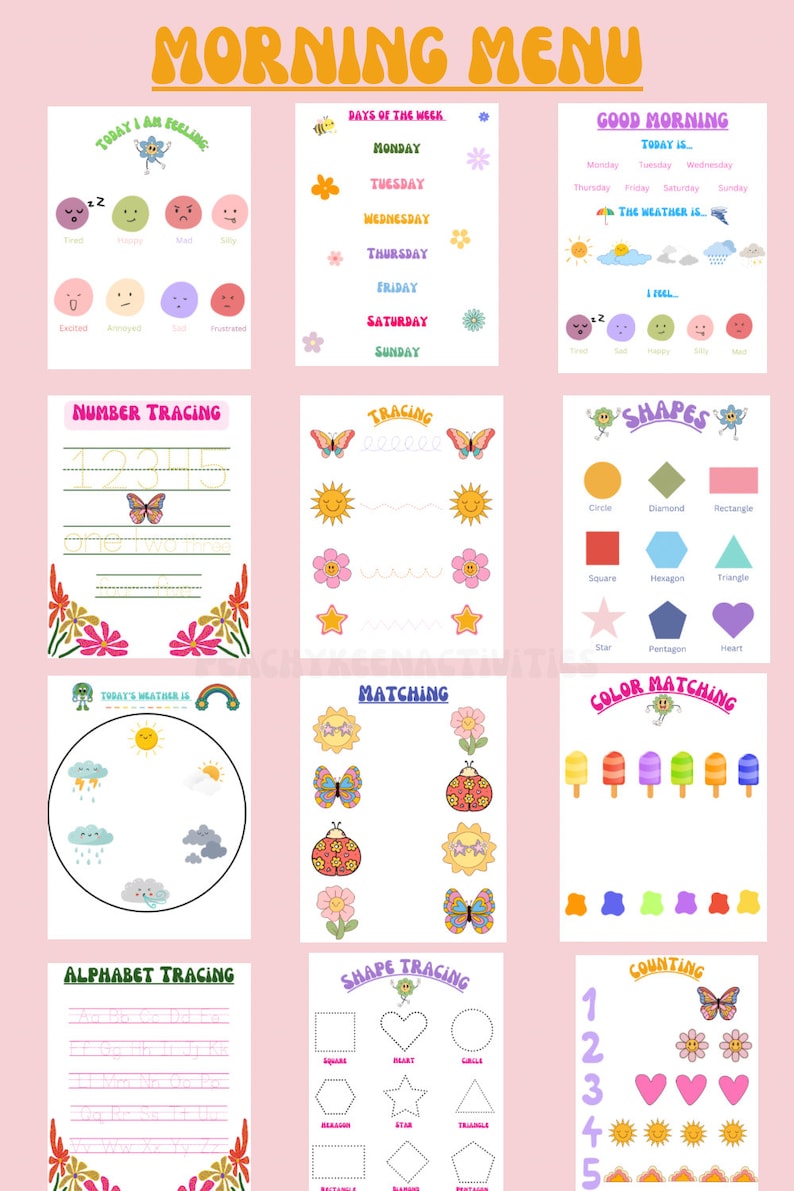 Morning Menu Printables | Busy Book Activities | Toddler Learning ...