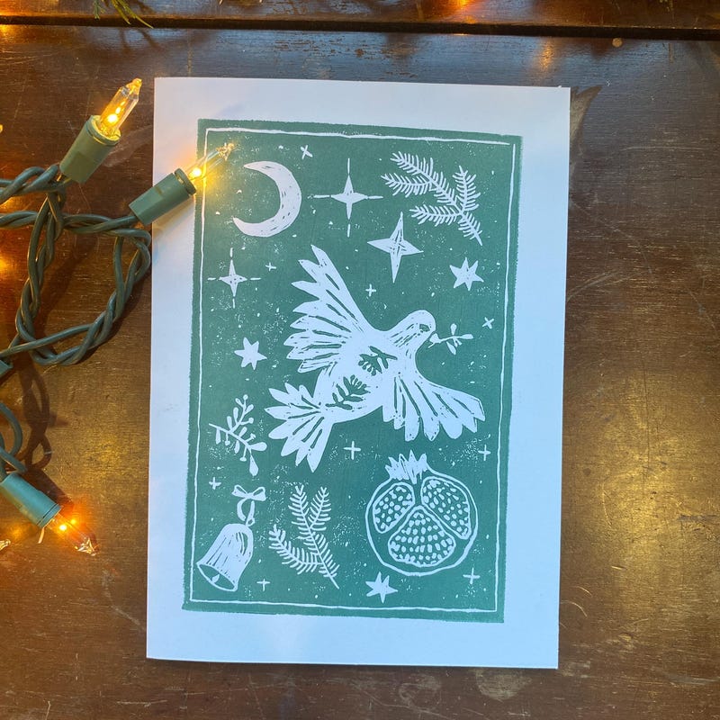 Holiday Linocut Print - Etsy