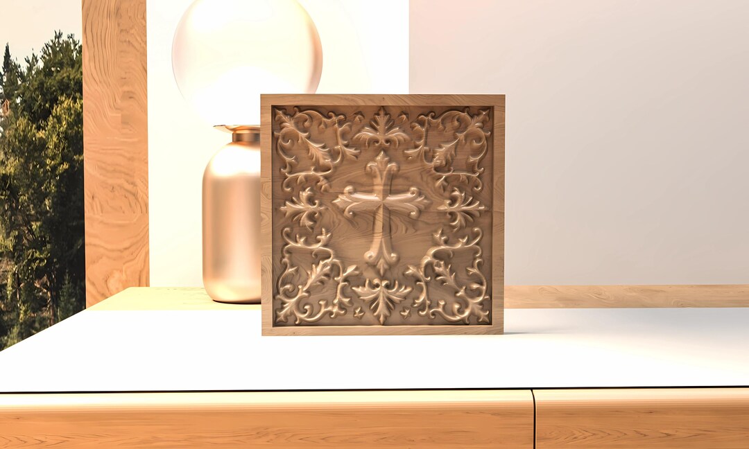 3D Stl Model Cross. Wooden Carved Cross. Cross Stl File. Religious Stl ...