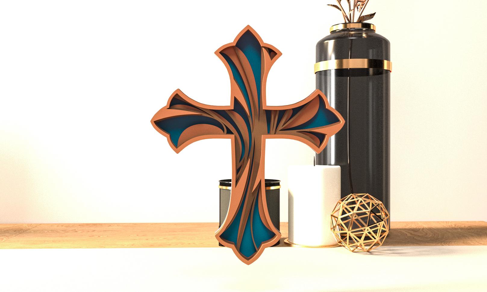 3D Layered Cross SVG File: Laser Cut Multilayer Design (digital ...
