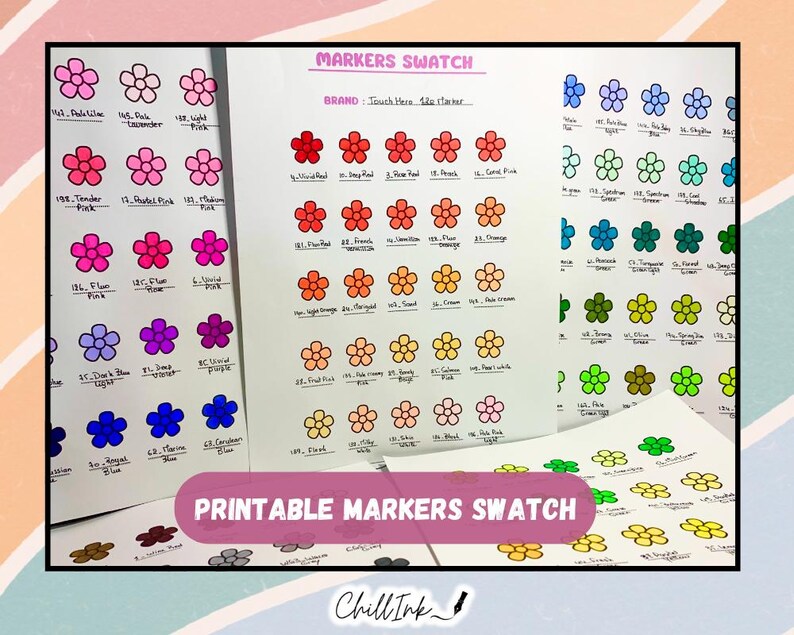 Printable Marker Swatch | Digital PDF | A4 Format | Download and Print ...