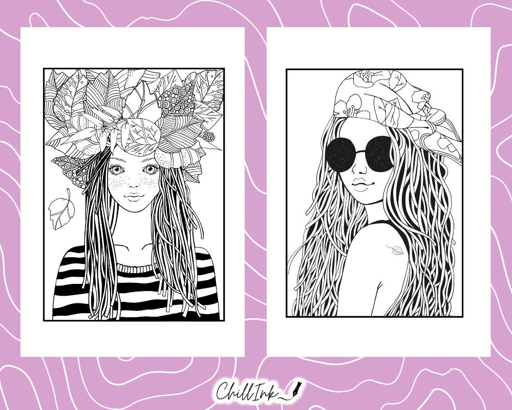 Set of 10 Printable Girls Coloring Pages | PDF Download | Fun and ...