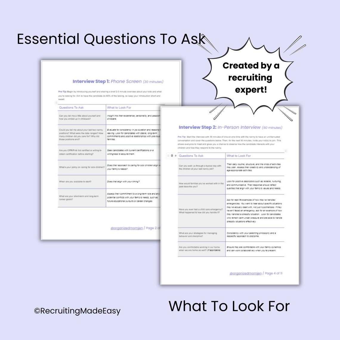 Printable Nanny Interview Guide Essential Questions to Ask When Hiring ...