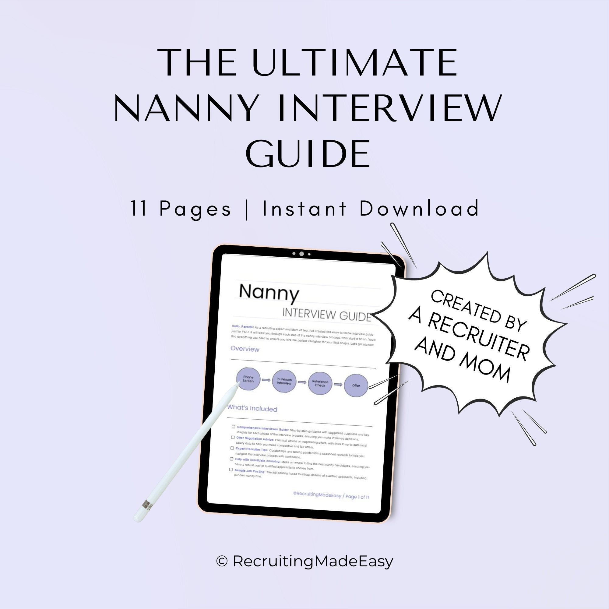 Printable Nanny Interview Guide Essential Questions to Ask When Hiring ...