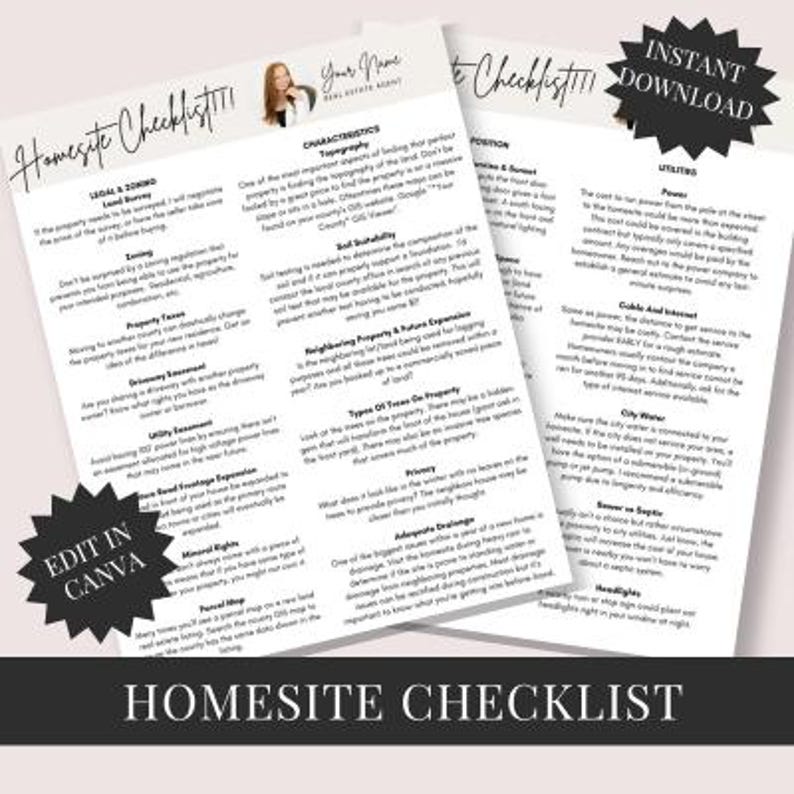 Homesite Checklist | New Home Checklist | Home Building Planner | New ...