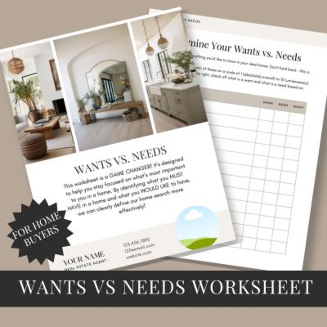 Wants Vs Needs Buyer Worksheet | Pre Showing Checklist Real Estate ...