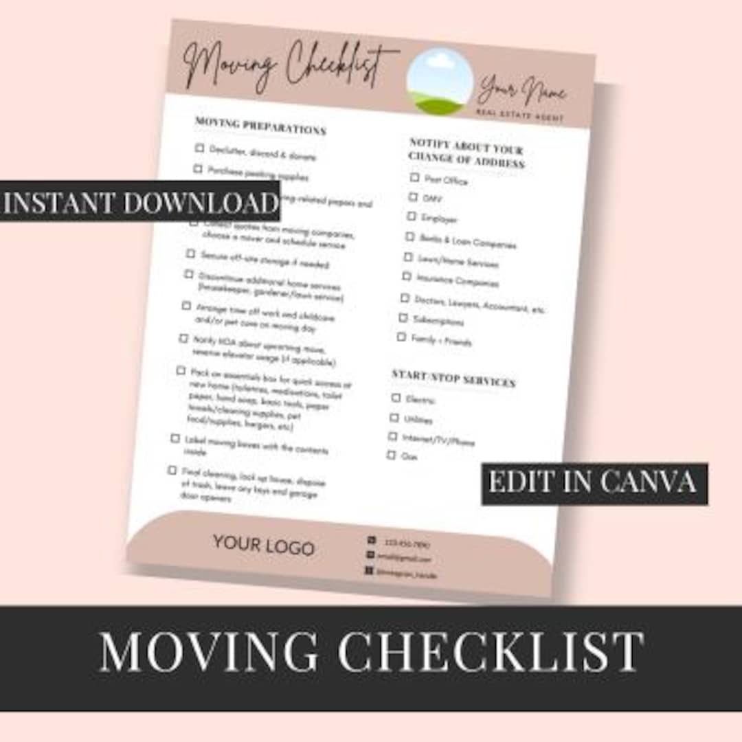 Moving Guide, Moving Checklist, Real Estate Canva Templates, Moving ...