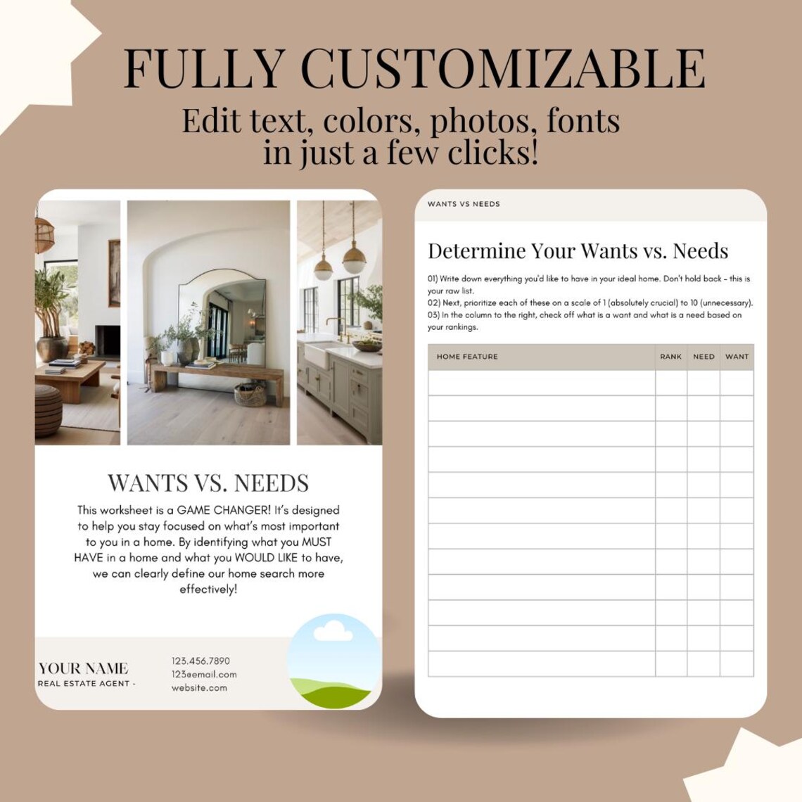 Wants Vs Needs Buyer Worksheet | Pre Showing Checklist Real Estate ...