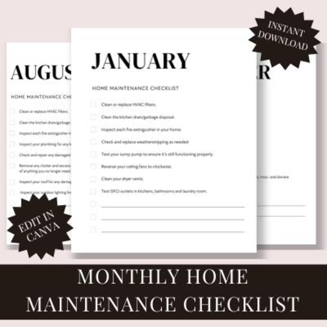Monthly Home Maintenance Checklist Real Estate Marketing new Home Owner ...