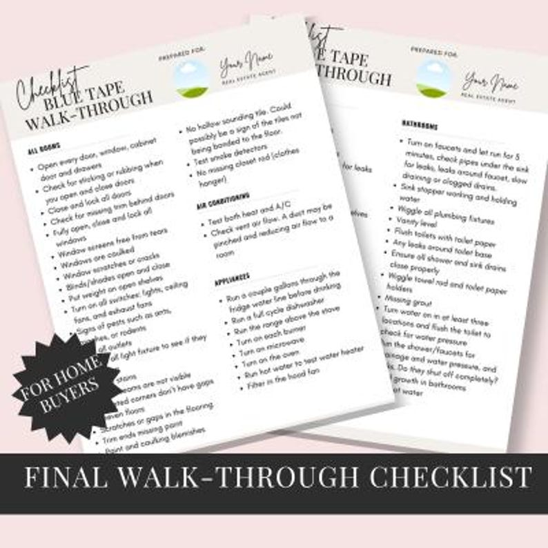 Buyer Final Walk Through Checklist Template, Home Buyer Checklist, New ...