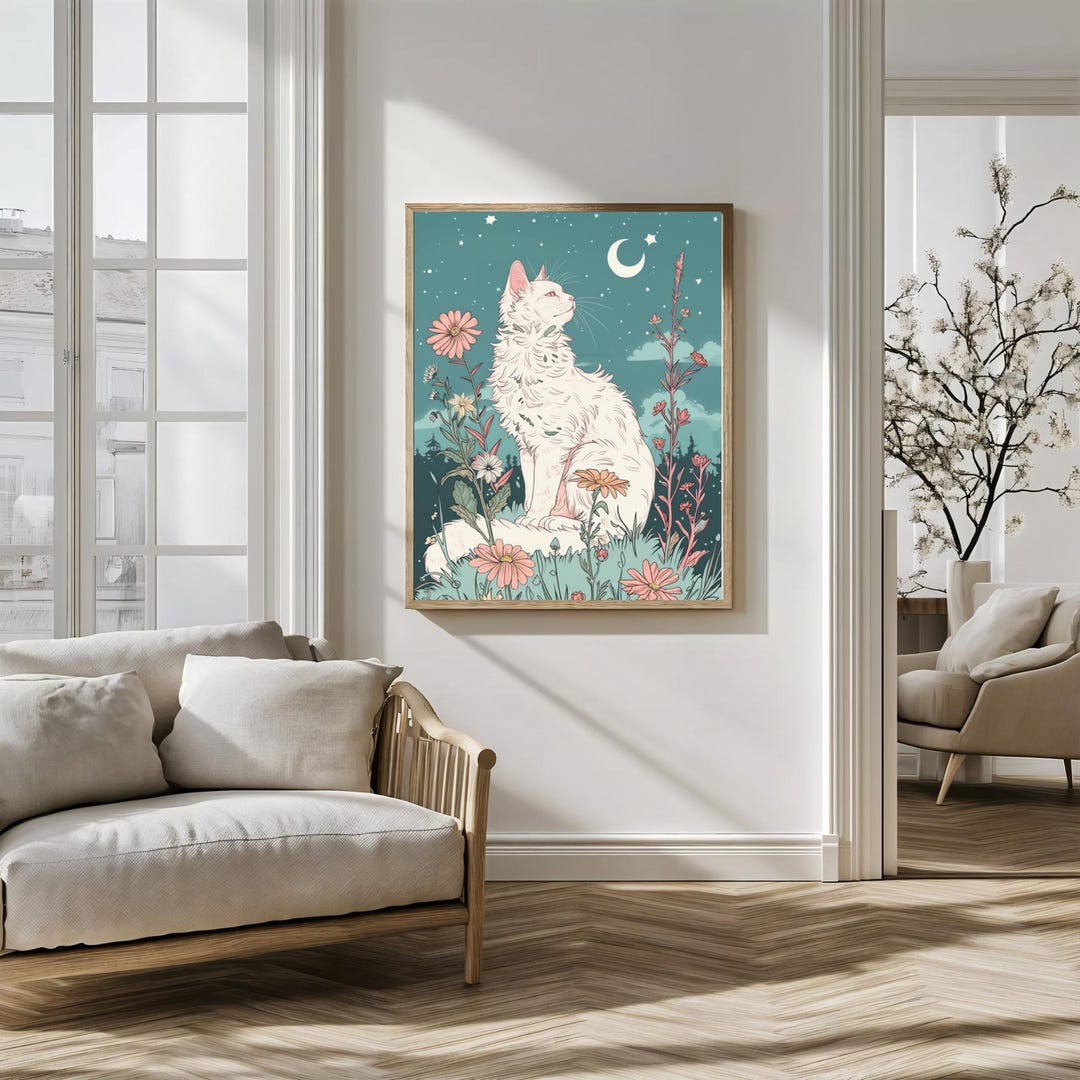 Good Night Cat DIGITAL Download Image Animal Art AN03 - Etsy